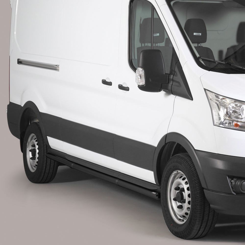 Ford Transit Mk8 2014- LWB L3/H3 Black Coated Side Bars – 4x4 Bitz