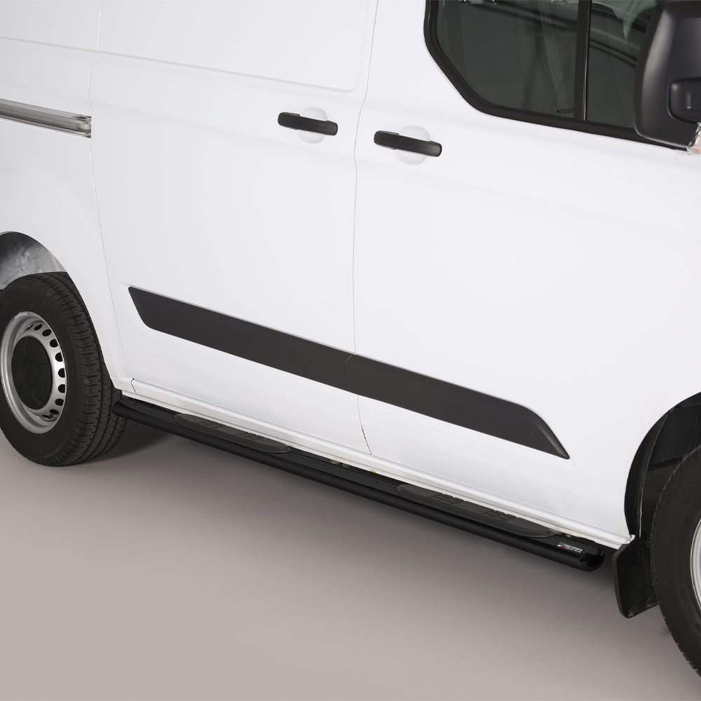 Ford Transit Custom 2012-2023 SWB Black Coated Side Bars with Steps ...